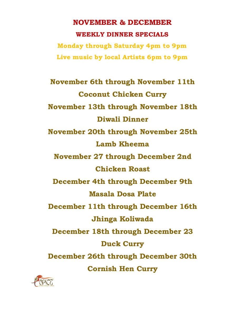 November and December Specials - SPICE